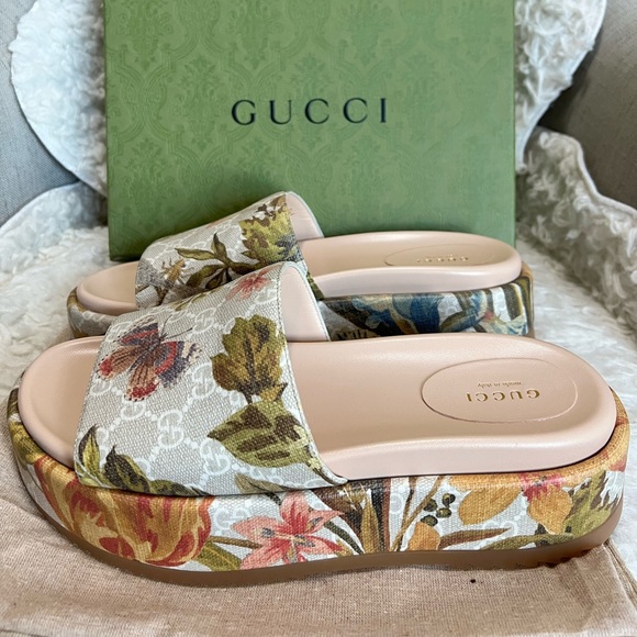 Gucci | Shoes | Gucci Floral Platforms Slides | Poshmark